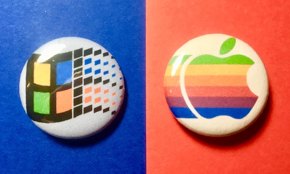 Retro Windows and Apple Logo Buttons | Etsy