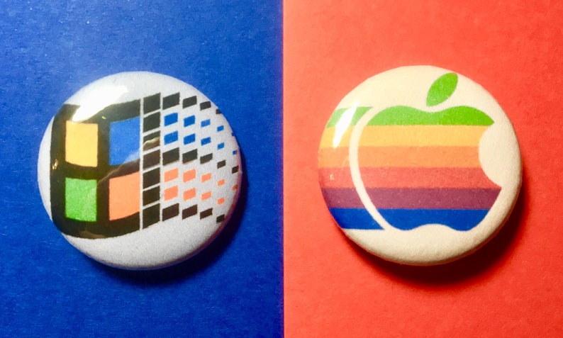 Retro Windows and Apple Logo Buttons - Etsy
