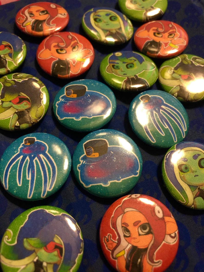 Splatoon 2 Octo Expansion Buttons (agent 8, CQ Cumber, Sanitized Octo's ...