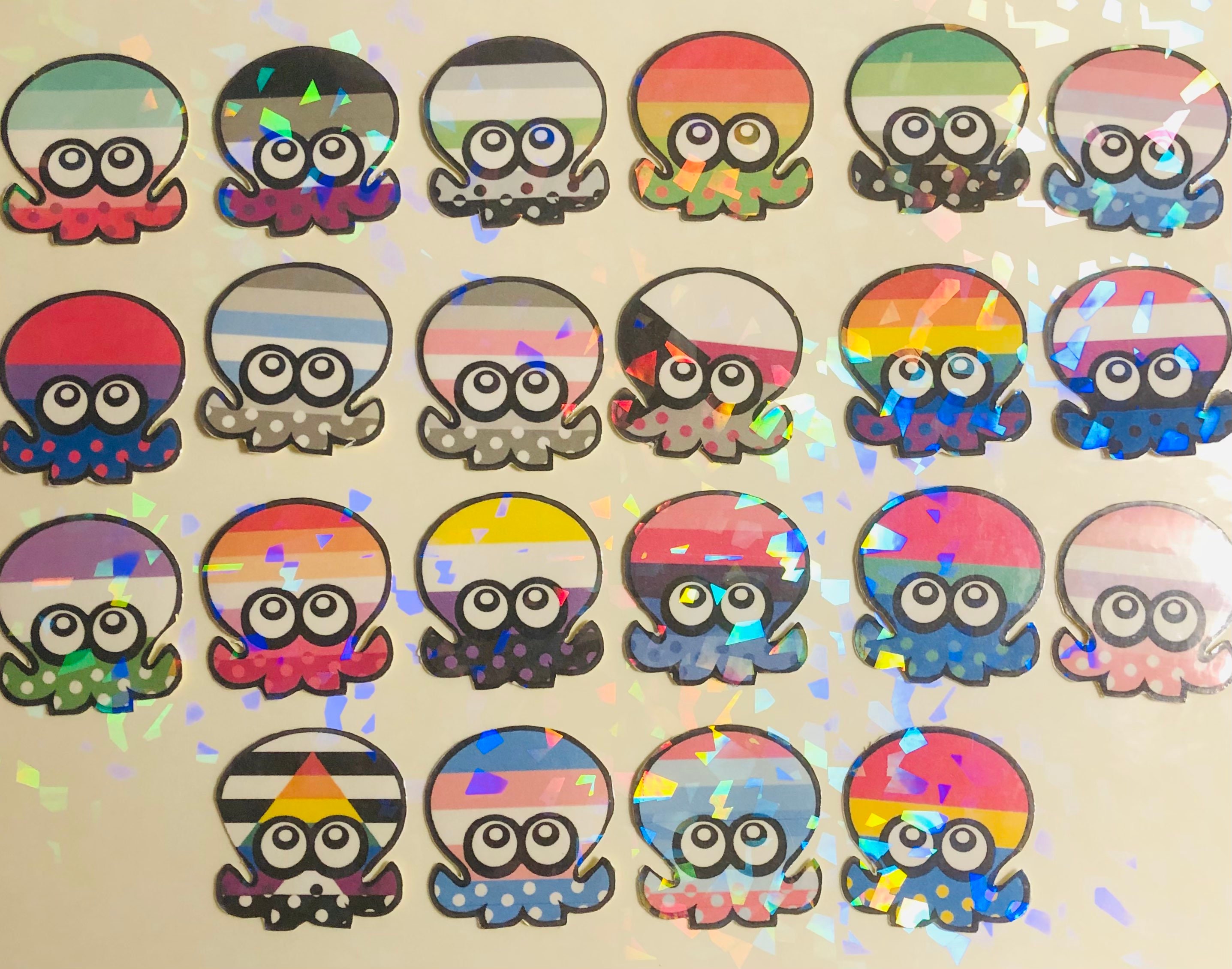 LGBT Splatoon Squid and Octo Crystal Stickers - Etsy