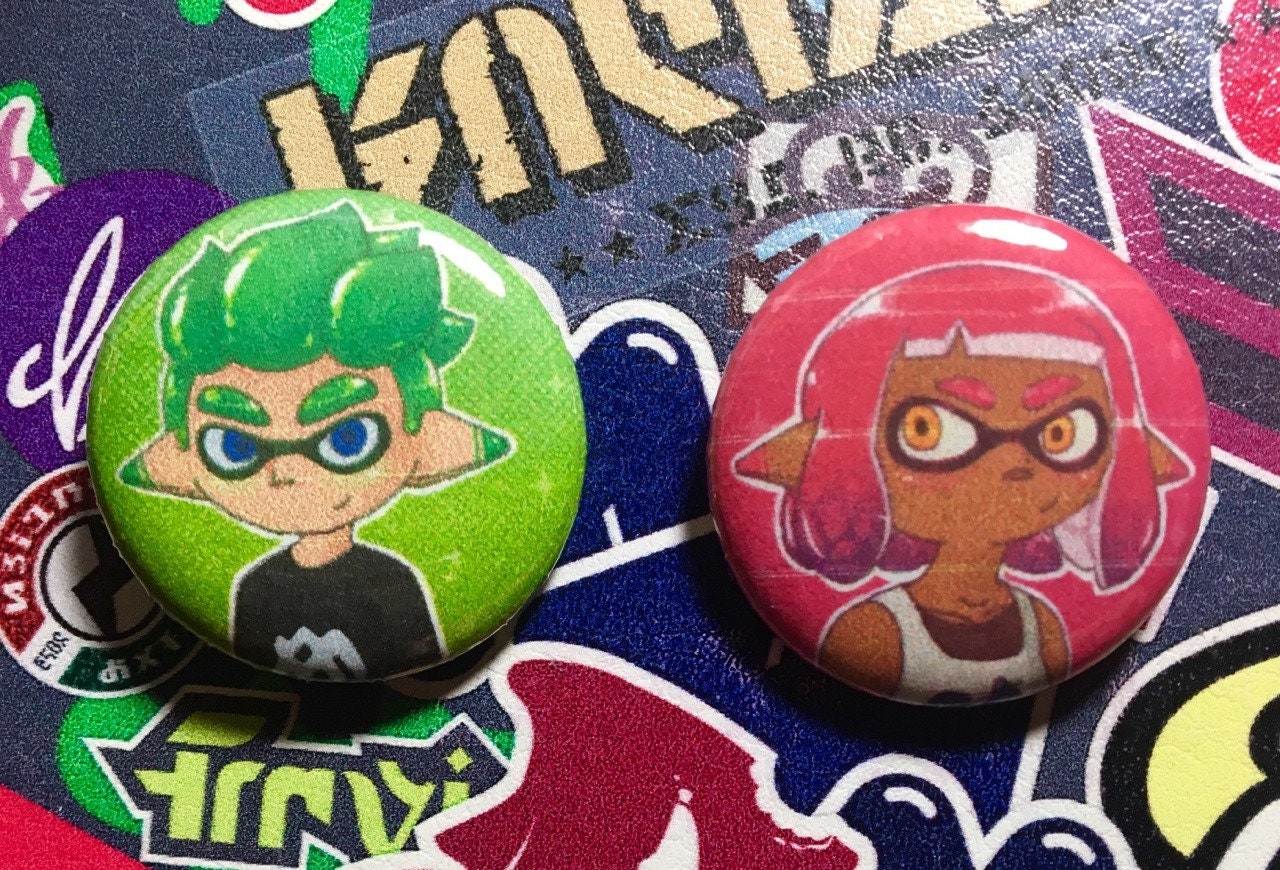 Splatoon 1 & 2 Inkling Boy and Girl Buttons set or Pick 1 | Etsy