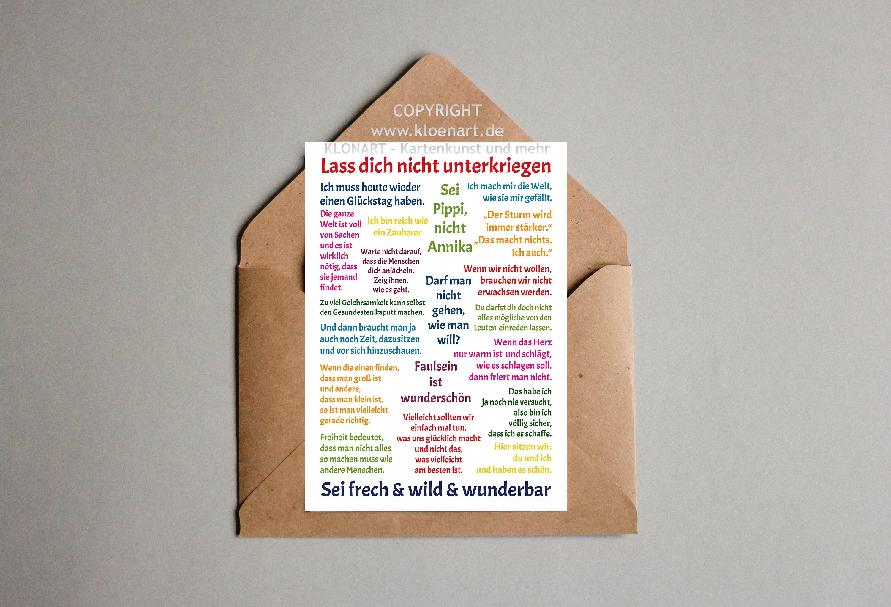 Postkarte Lass dich nicht unterkriegen Pippi Langstrumpf | Etsy Postkarte Lass dich nicht unterkriegen Pippi Langstrumpf | Etsy