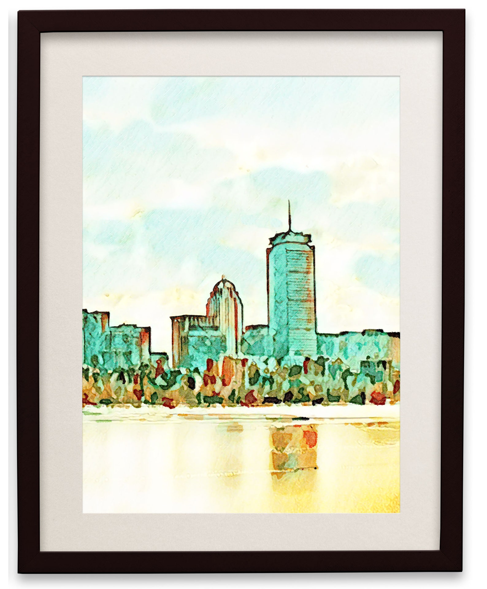Boston Skyline Watercolor Boston Print Set of 3 Boston - Etsy