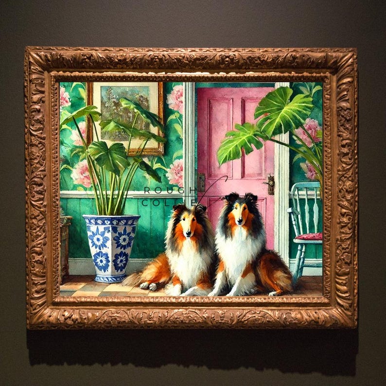 Rough Collie Art, Rough Collie Mom, Rough Collie Gift, Rough Collie ...