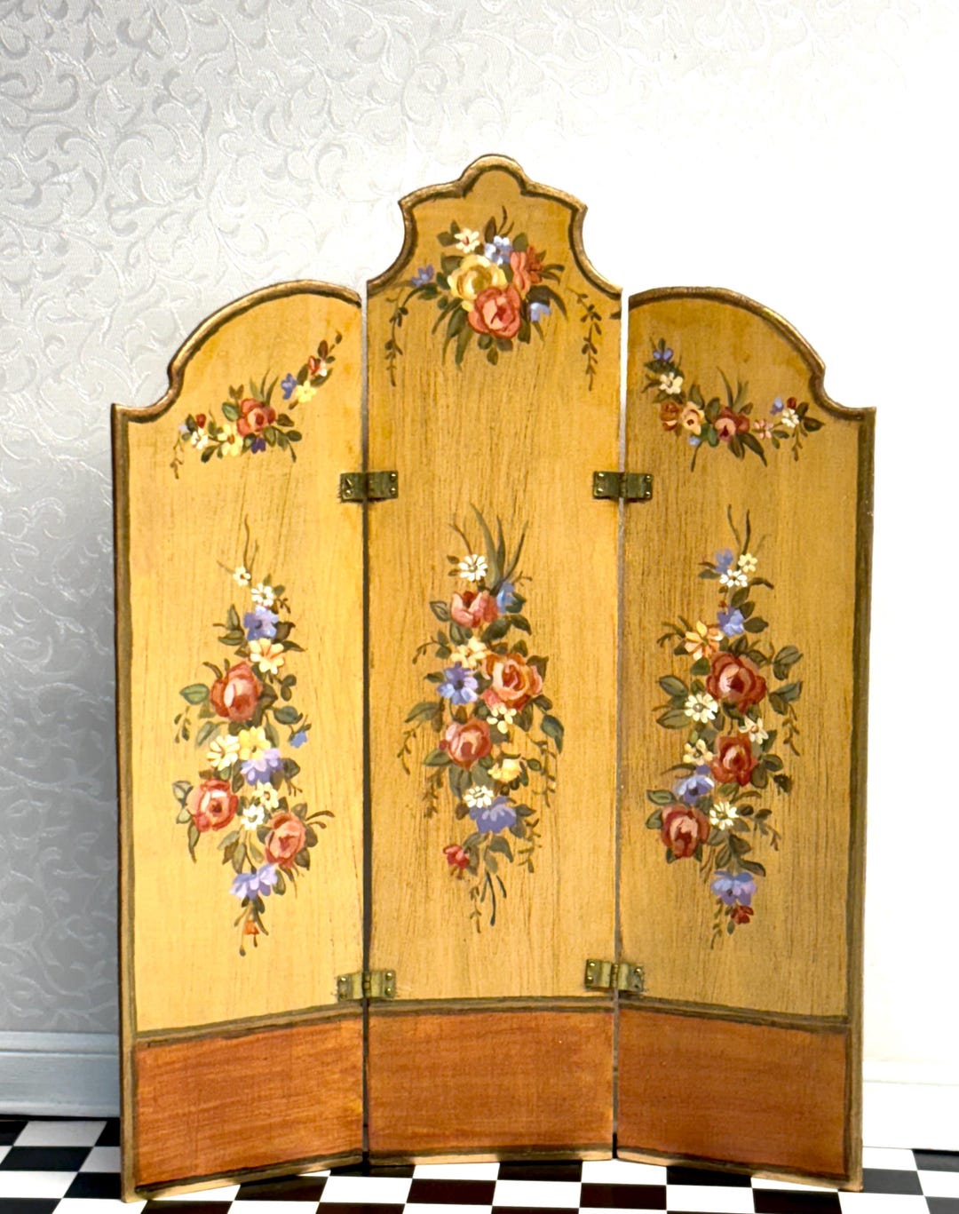Miniature 1/12 Scale Three Panel Screen Hand Painted by Natasha ...