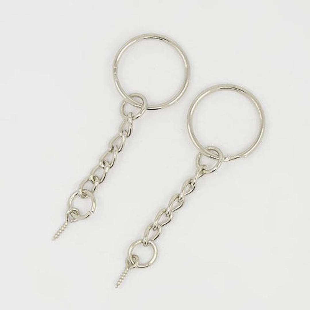 100 Pcs Key Ring With Chain and Screw Bail 20 Mm Split Key Ring With ...