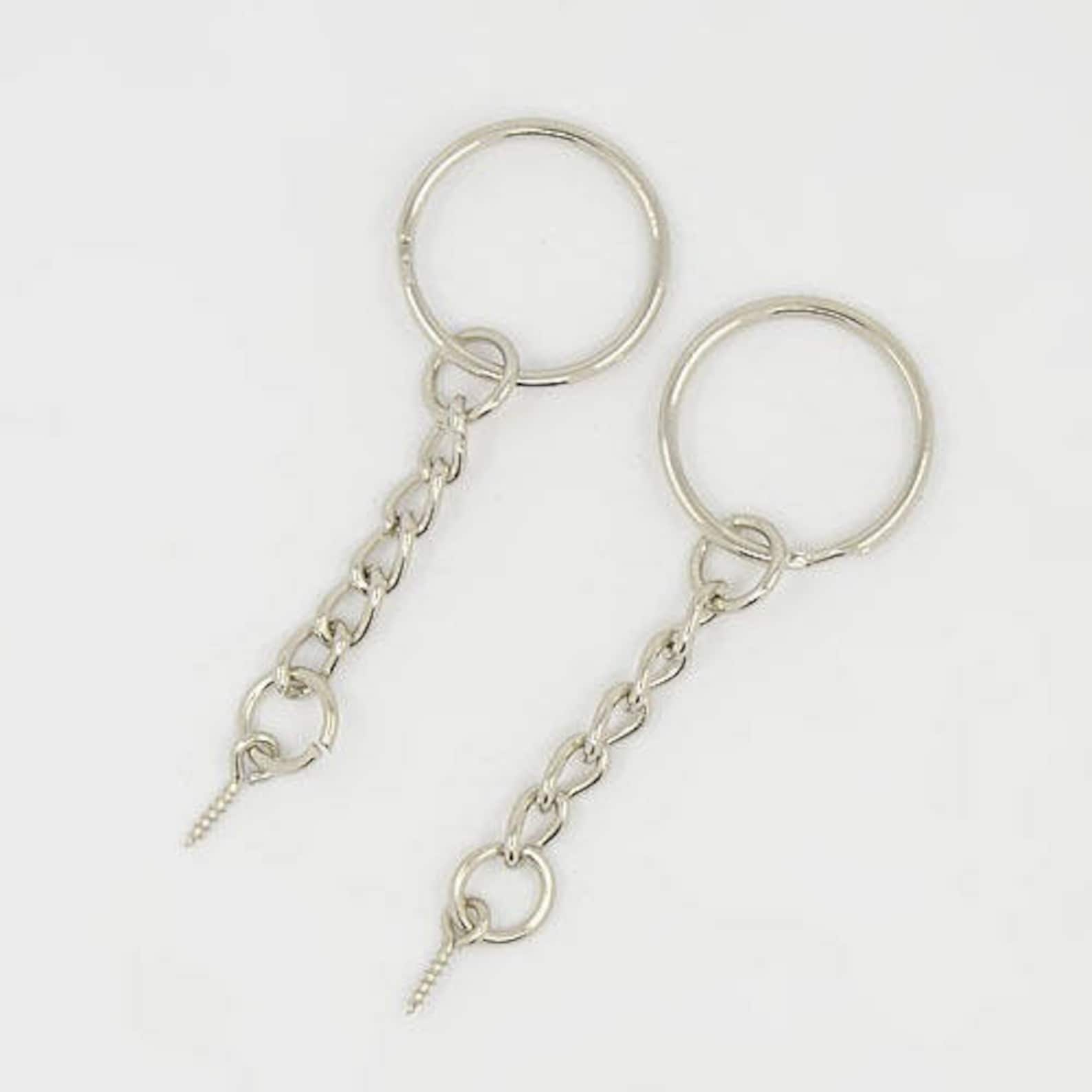 100 Pcs Key Ring With Chain and Screw Bail 20 Mm Split Key Ring With ...