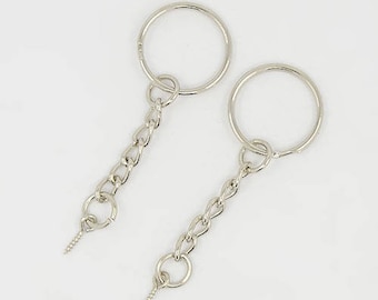 100 Pcs Key Ring With Chain and Screw Bail 20 Mm Split Key Ring With ...