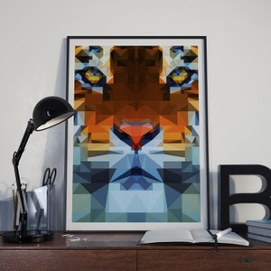 Geometric Tiger Print, Tiger Wall Art, Tiger Head Poster, Geometric ...