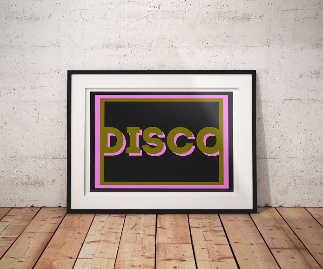 Disco Print, Disco Art, Disco Poster Colourful Poster Typography Print ...