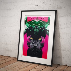 Black Panther Poster, Black Panther Print, Street Art Print, Tropical ...