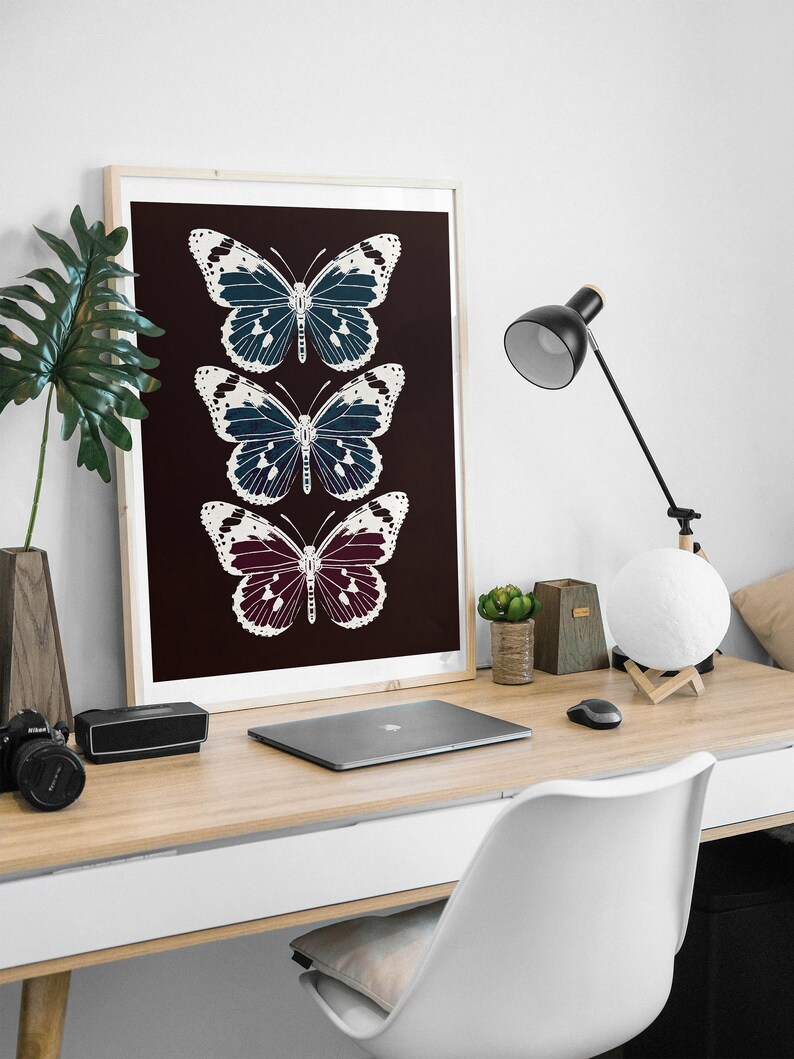 Butterflies Print Butterfly Poster Butterfly Wall Art Black - Etsy