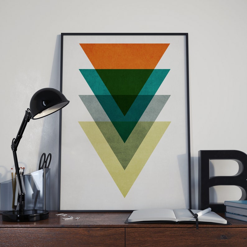 Geometric Print Mid Century Print Triangle Print Geometric - Etsy