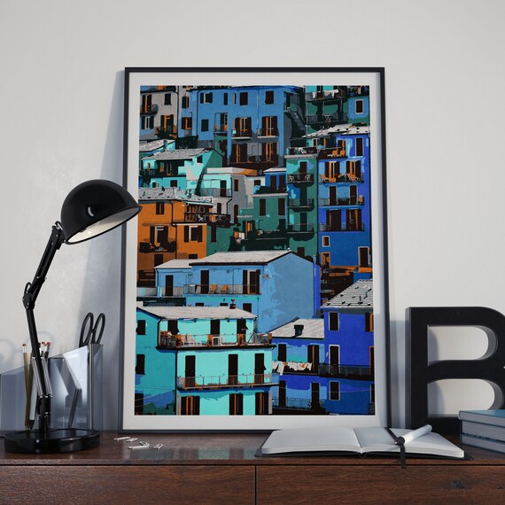 Houses Print Colourful Houses Poster Colourful Wall Art - Etsy