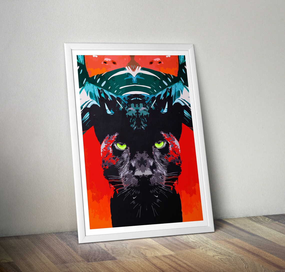 Black Panther Print Black Panther Poster Tropical Wall Art - Etsy