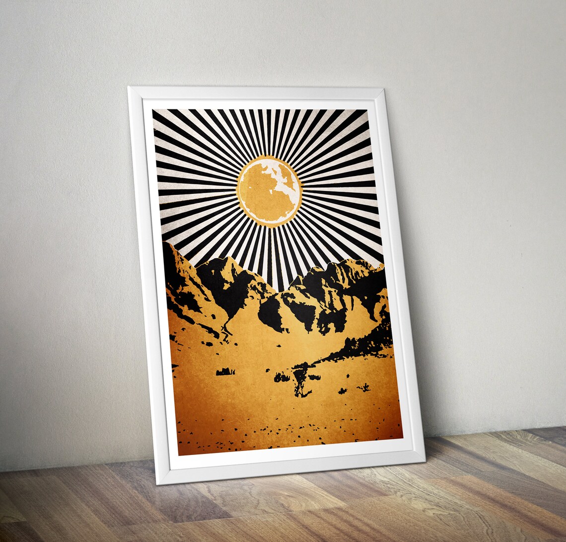 Beaming Sun Print Mid Century Wall Art Retro Collage Art | Etsy