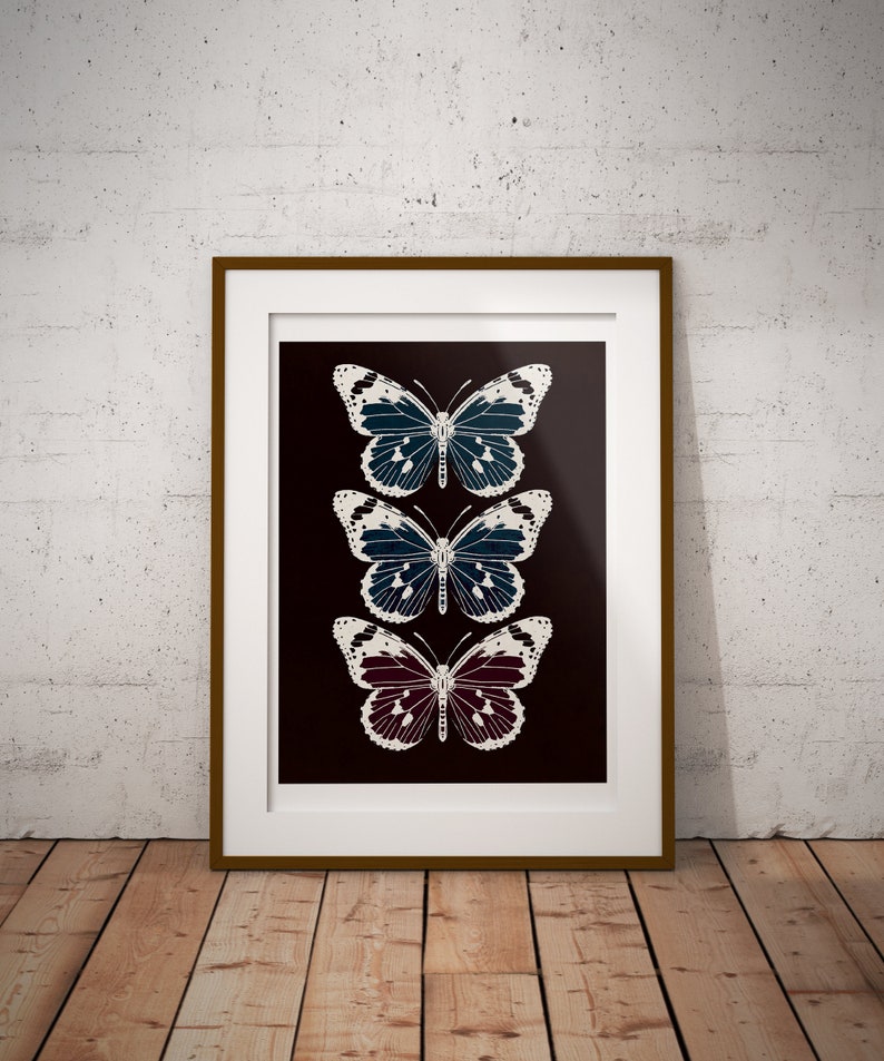 Butterflies Print Butterfly Poster Butterfly Wall Art Black - Etsy