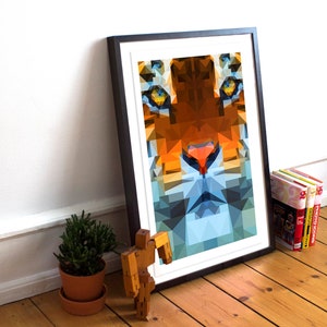 Geometric Tiger Print, Tiger Wall Art, Tiger Head Poster, Geometric ...