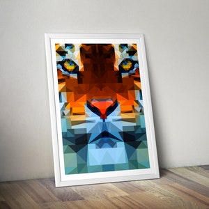 Geometric Tiger Print, Tiger Wall Art, Tiger Head Poster, Geometric ...