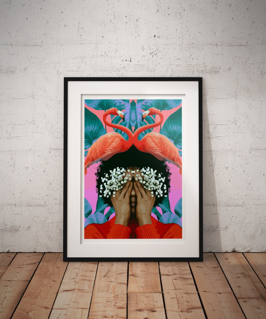 Tropical Flamingo Print, Colourful Wall Art, Flamingo Pop Art Trippy ...