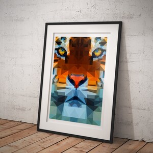 Geometric Tiger Print, Tiger Wall Art, Tiger Head Poster, Geometric ...