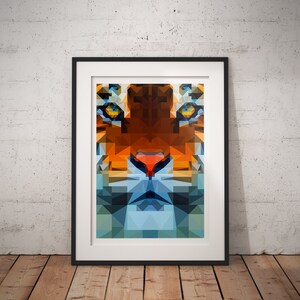 Geometric Tiger Print, Tiger Wall Art, Tiger Head Poster, Geometric ...