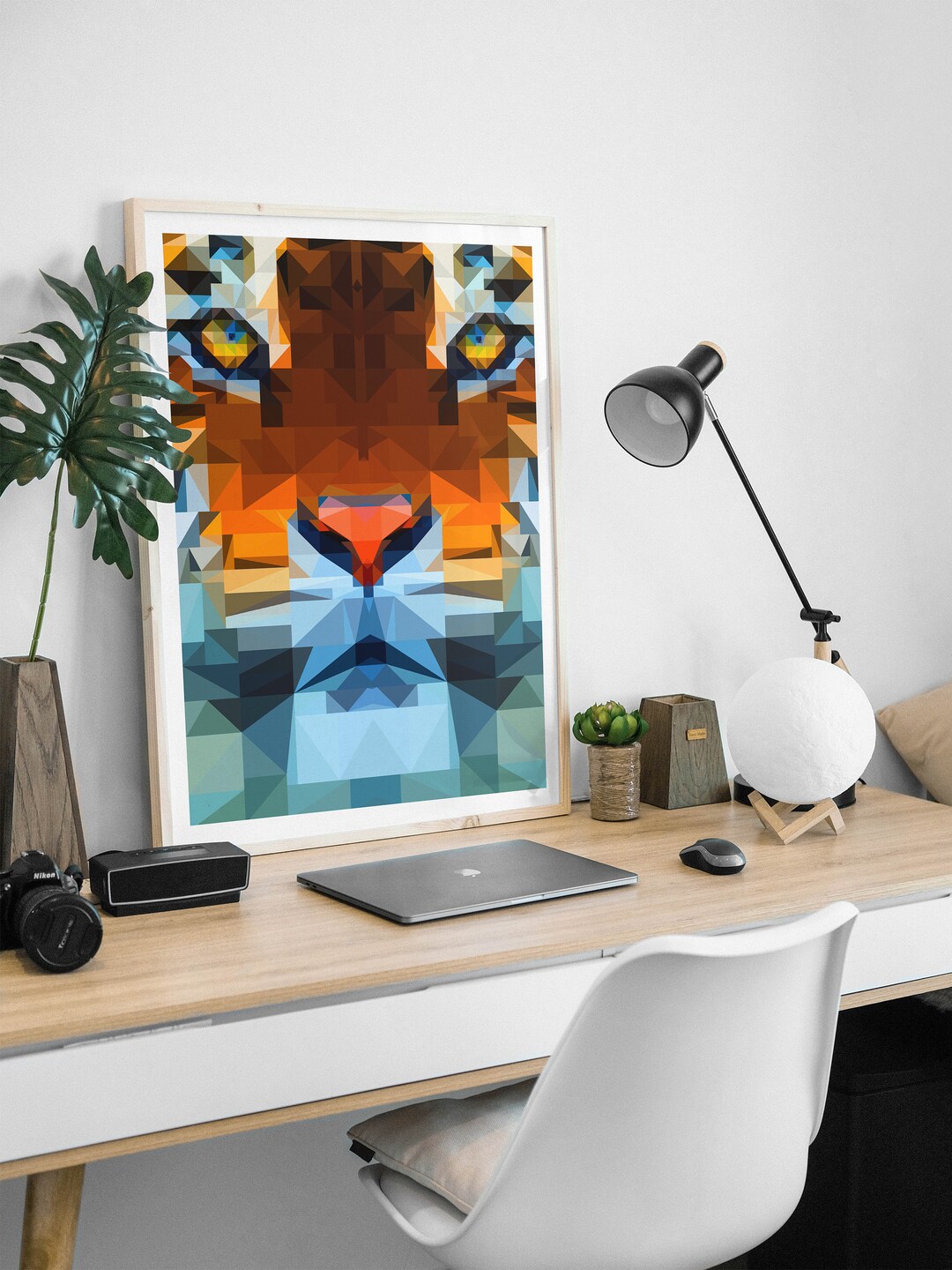 Geometric Tiger Print, Tiger Wall Art, Tiger Head Poster, Geometric ...