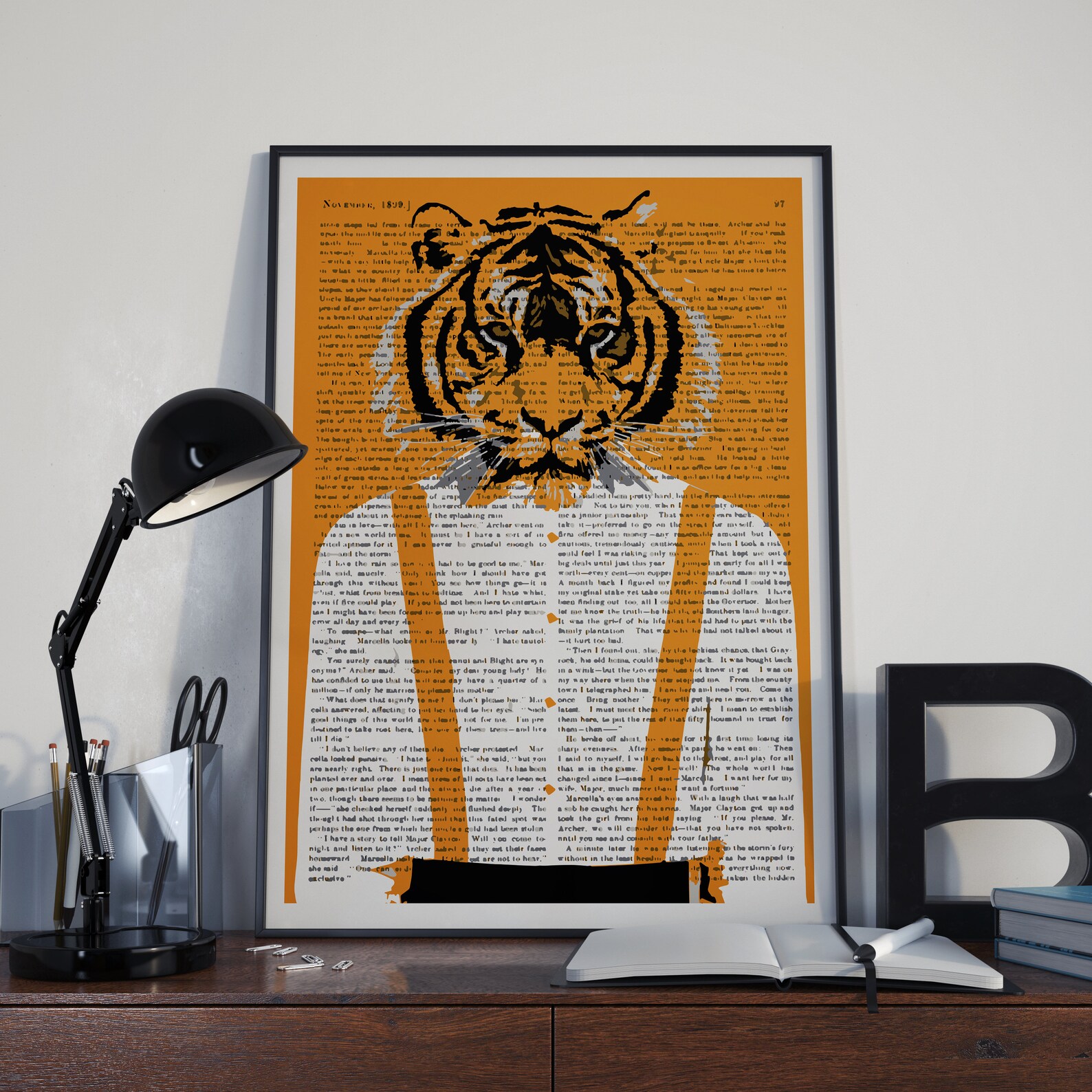 Tiger Wall Art Tiger Print Book Page Vintage Poster Retro | Etsy