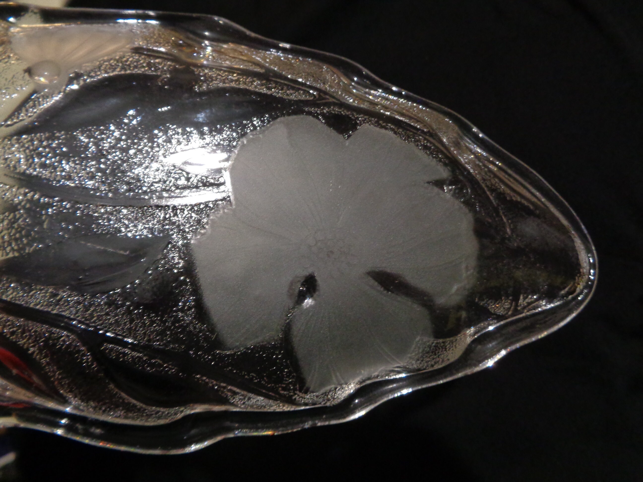 Vintage Glass Dish Leaf Shape Dish With Floral Pattern - Etsy