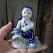 Vintage Porcelain Statuette Blue & White Hand Painted - Etsy