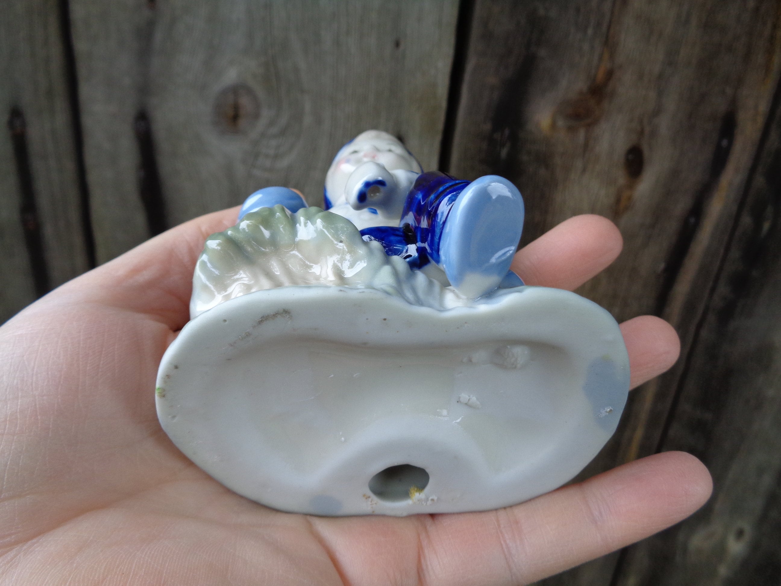 Vintage Porcelain Statuette Blue & White Hand Painted - Etsy