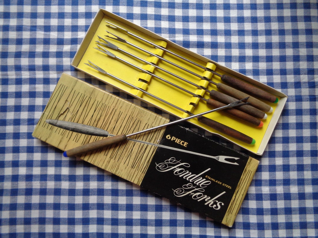 60s Vintage Fondue Forks 6 Pcs Retro Fondue Forks With Teak Handles ...