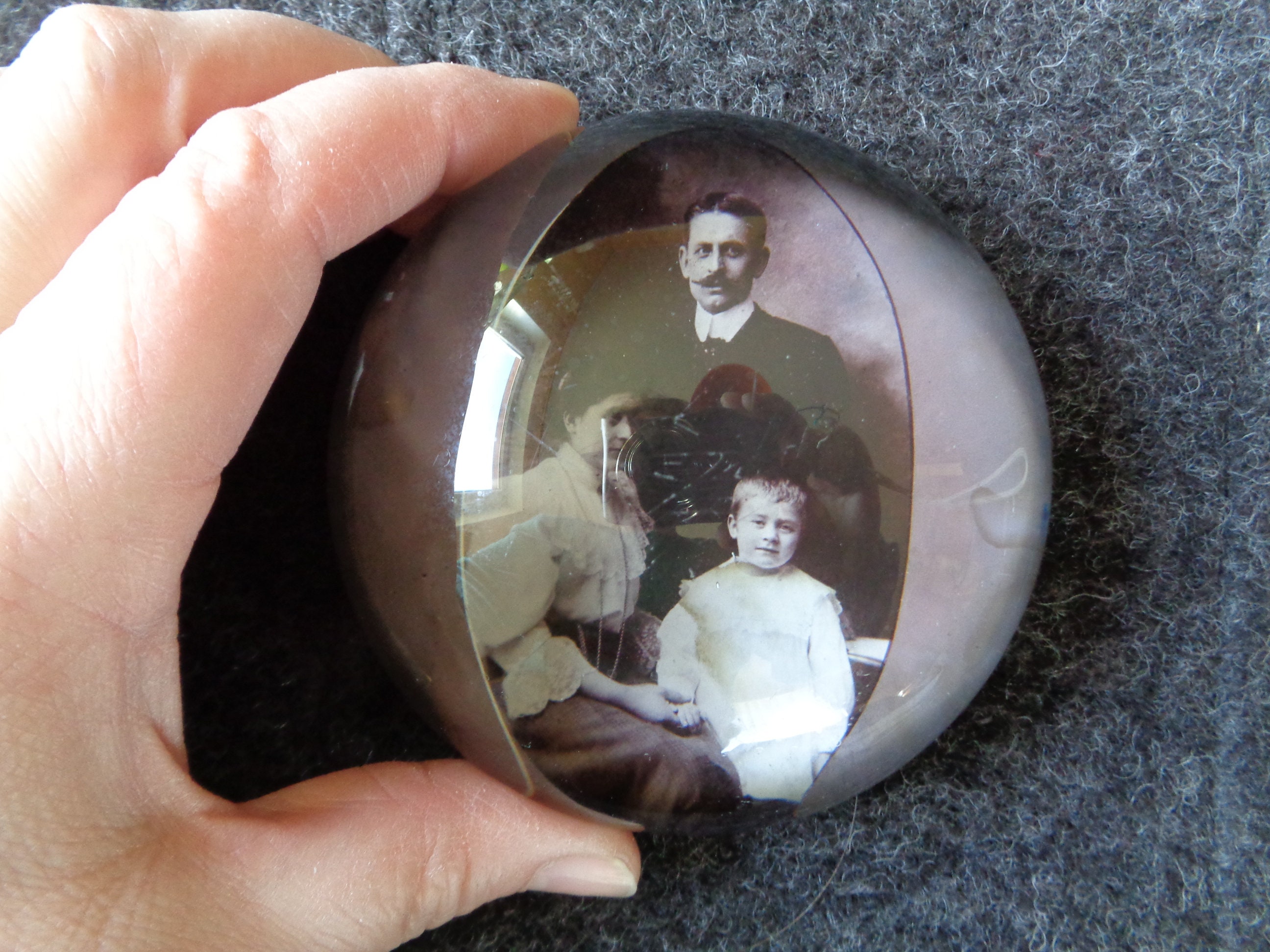 ONE Vintage Paperweight; Victorian Glass Paperweight With Family Photo ...