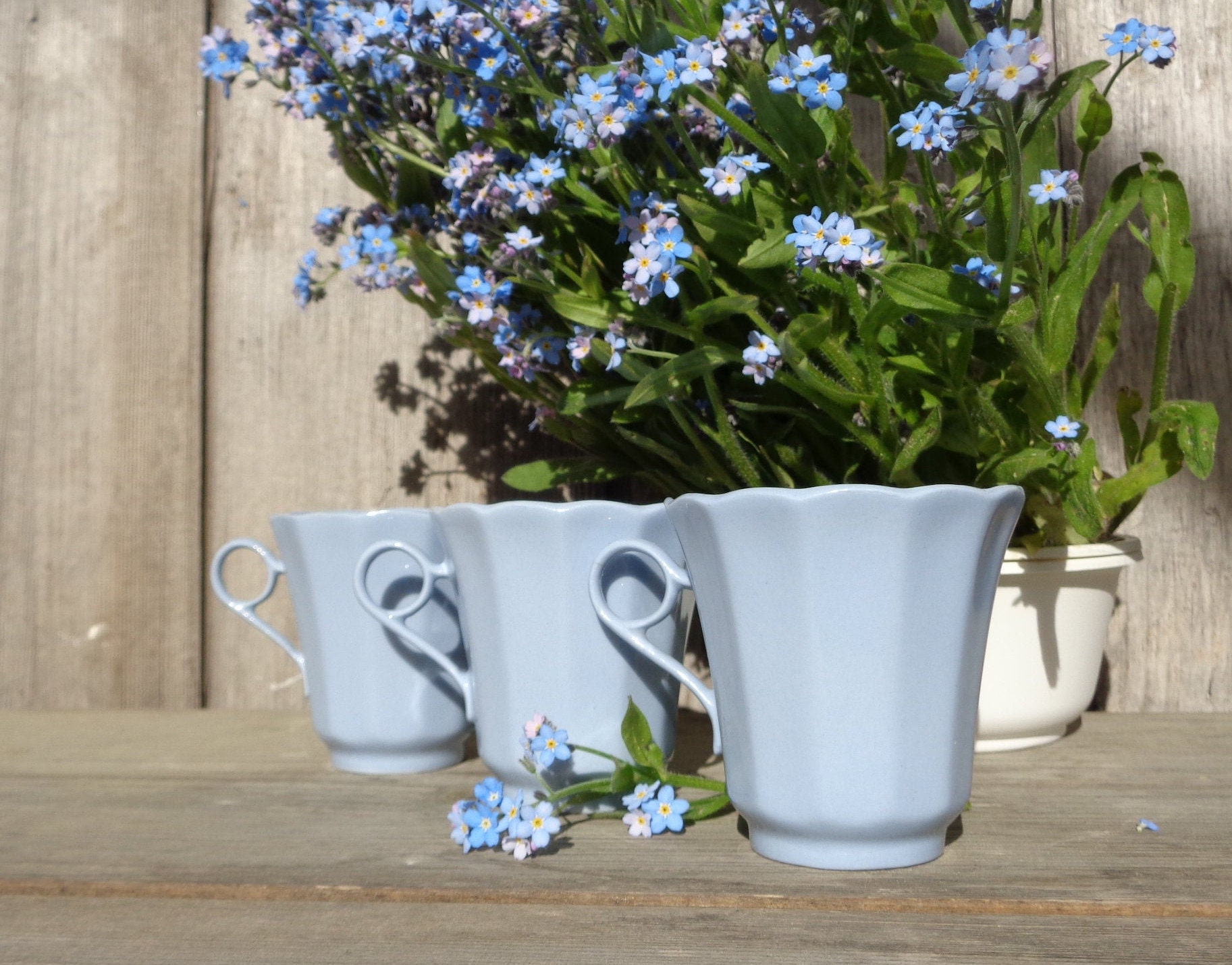 ONE Coffee Cup 90ml; Vintage Porcelain Cup; Retro Drinkware, Light Blue ...