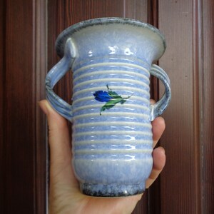 Czech Alienware Art Deco Pottery Vase H5"/ 13.5cm; Marble Grayish Blue ...