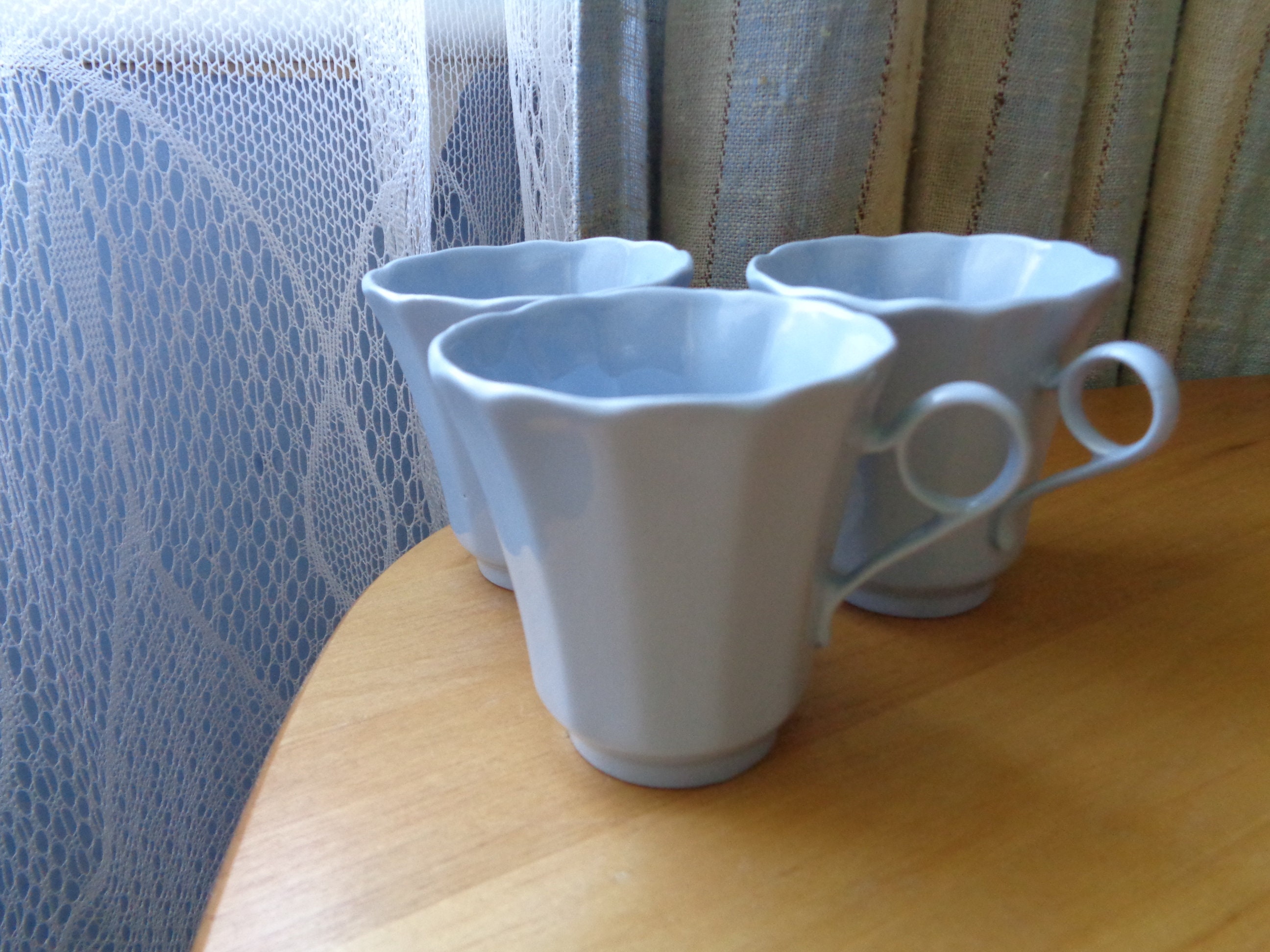 ONE Coffee Cup 90ml; Vintage Porcelain Cup; Retro Drinkware, Light Blue ...