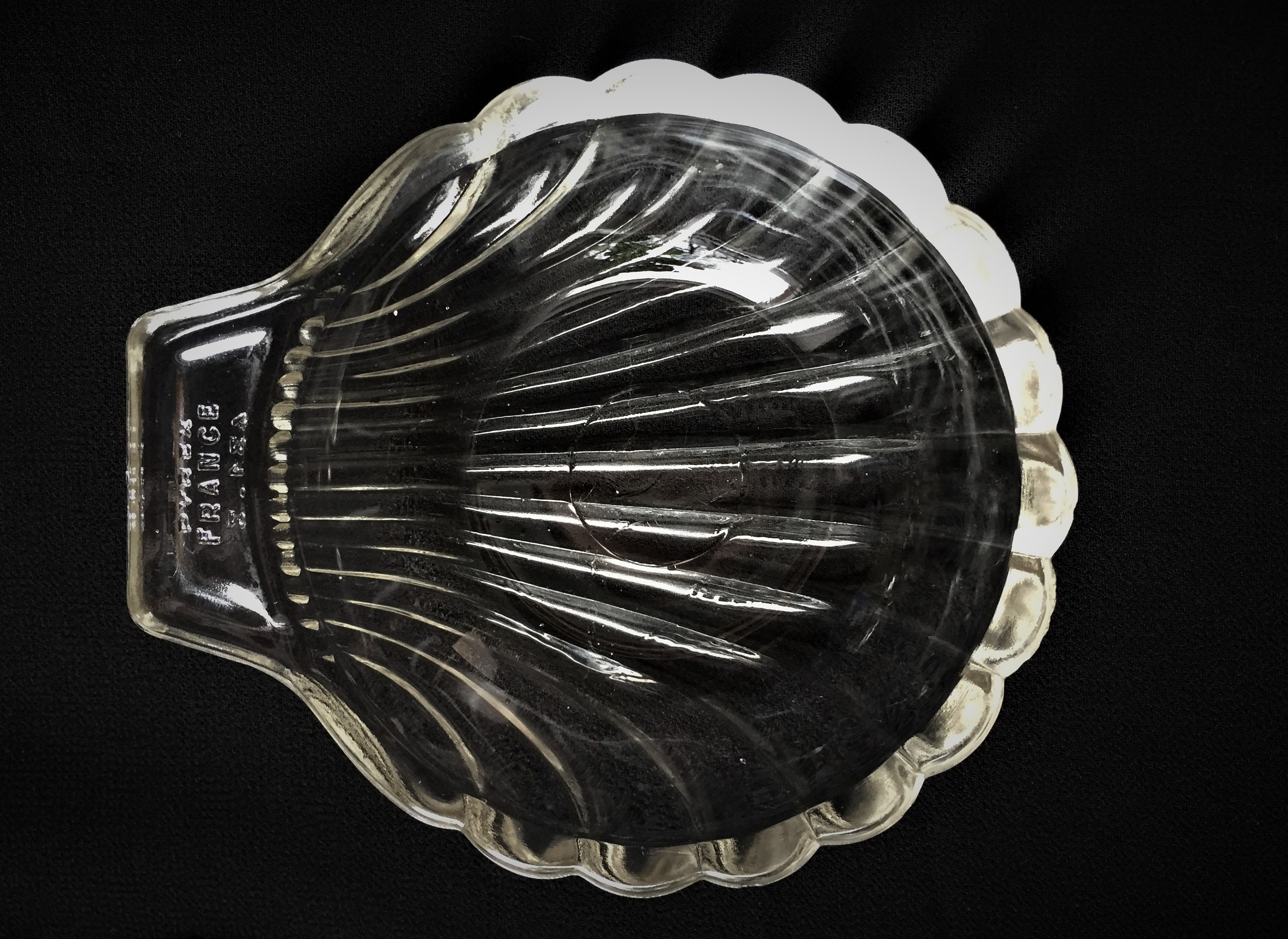 French Vintage PYREX Glass Bowl, Shell Shaped Clear Glass Appetizer ...