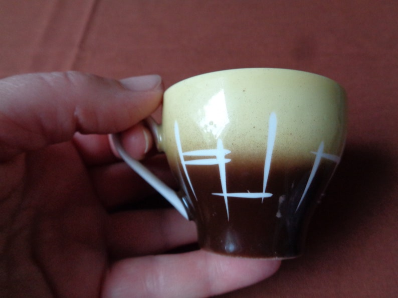 Mid Century Drinkware KAHLA Porcelain German Vintage Coffee Set Yellow & Brown Retro Drinkware ...