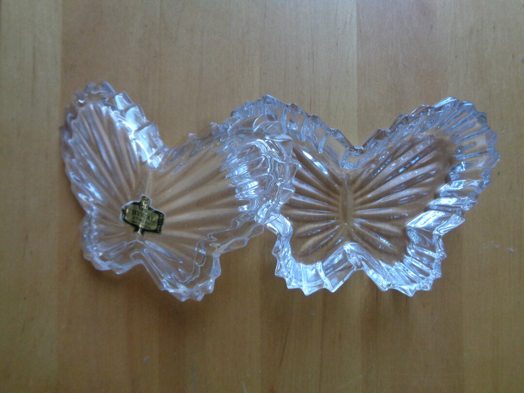 Vintage Zajecar Crystal Dish Made in Jugoslavia, Small Butterfly Shaped ...
