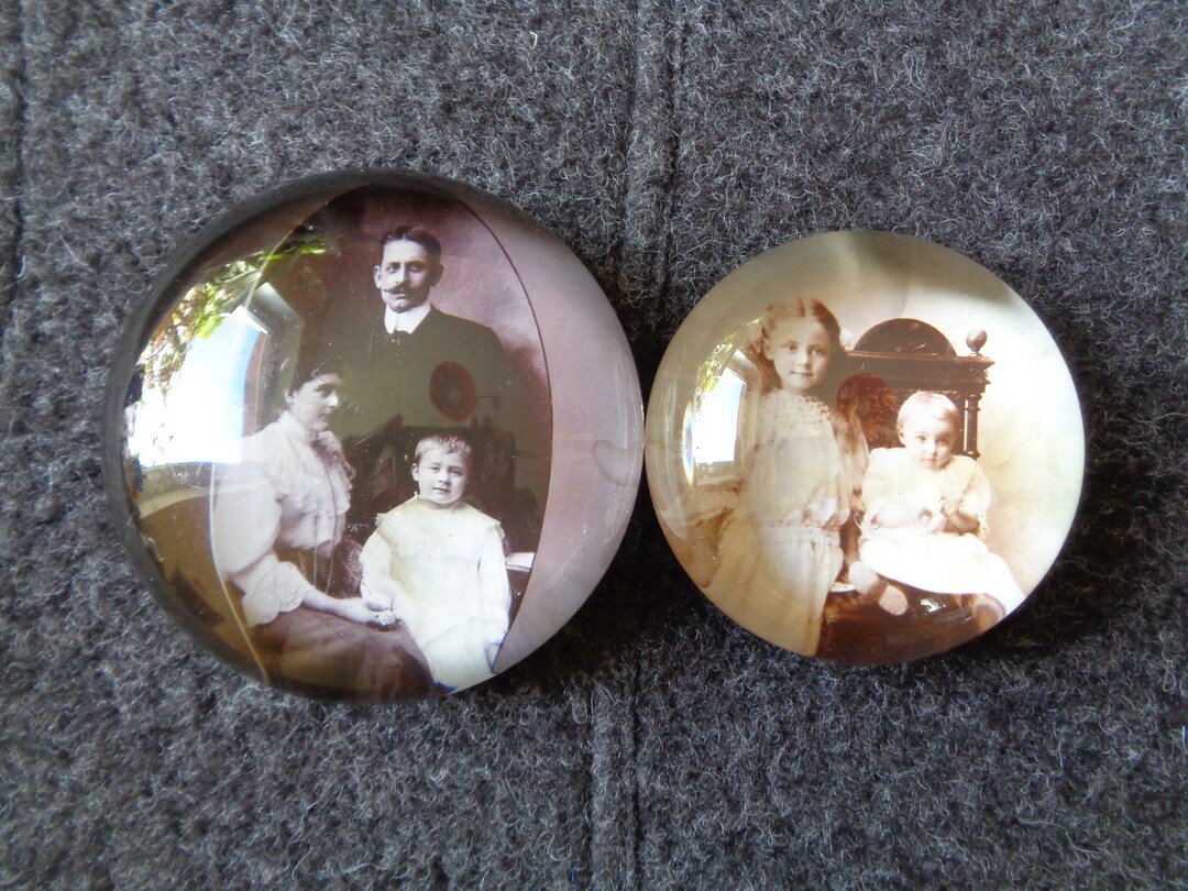 ONE Vintage Paperweight; Victorian Glass Paperweight With Family Photo ...