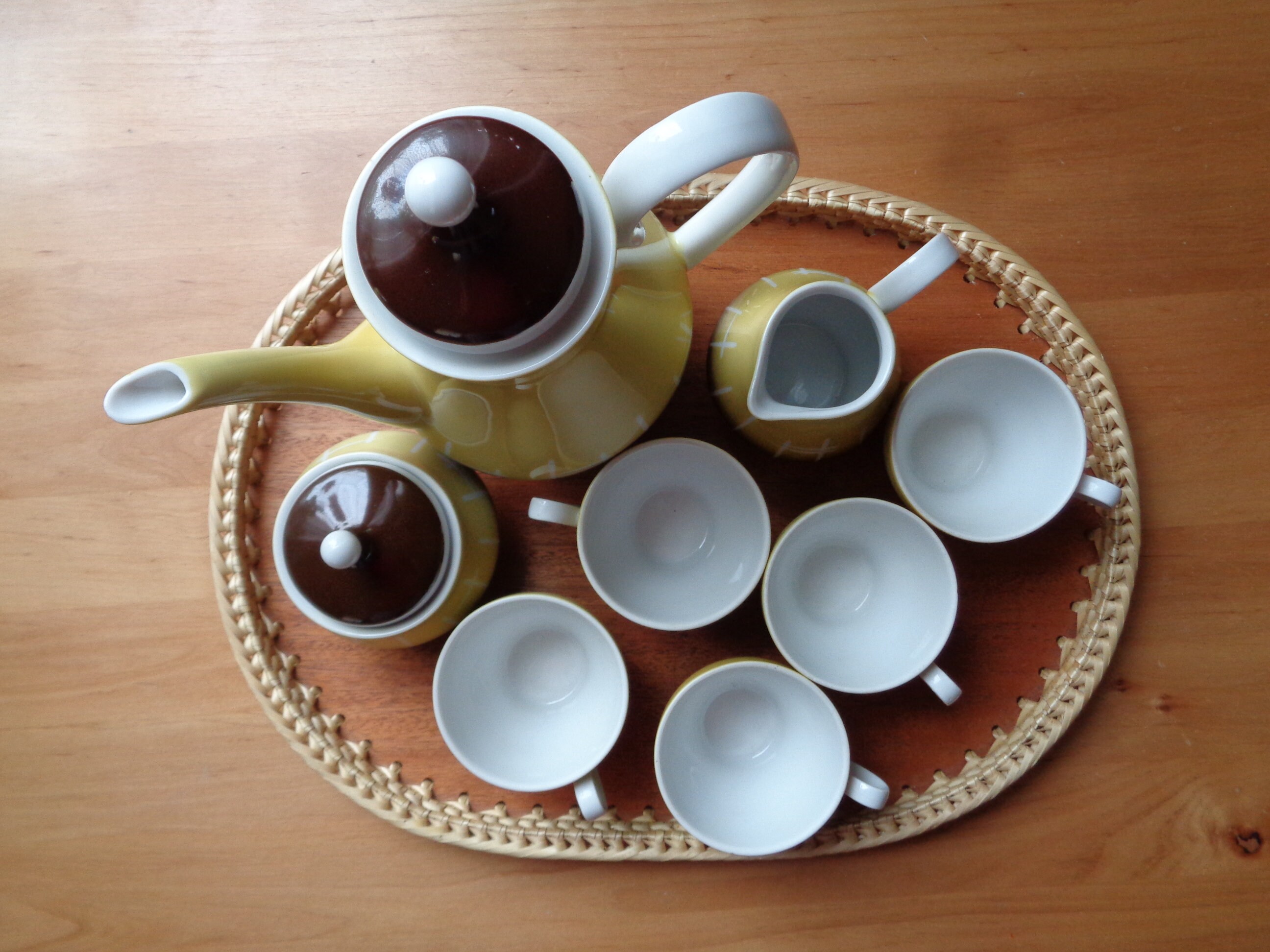 Mid Century Drinkware KAHLA Porcelain German Vintage Coffee Set Yellow & Brown Retro Drinkware ...