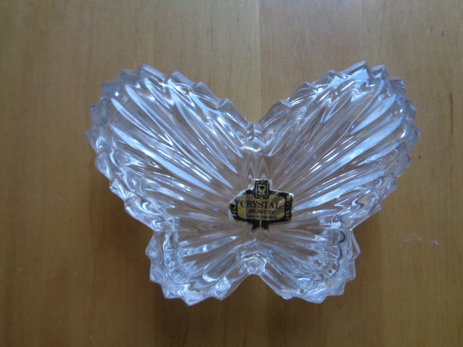 Vintage Zajecar Crystal Dish Made in Jugoslavia, Small Butterfly Shaped ...