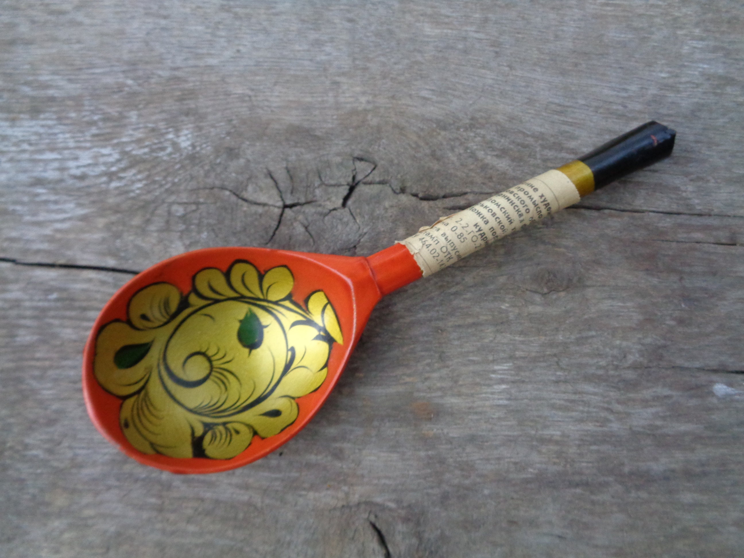 Soviet Vintage Hand Painted Wooden Spoon; Khokhloma Style Spoon - Etsy