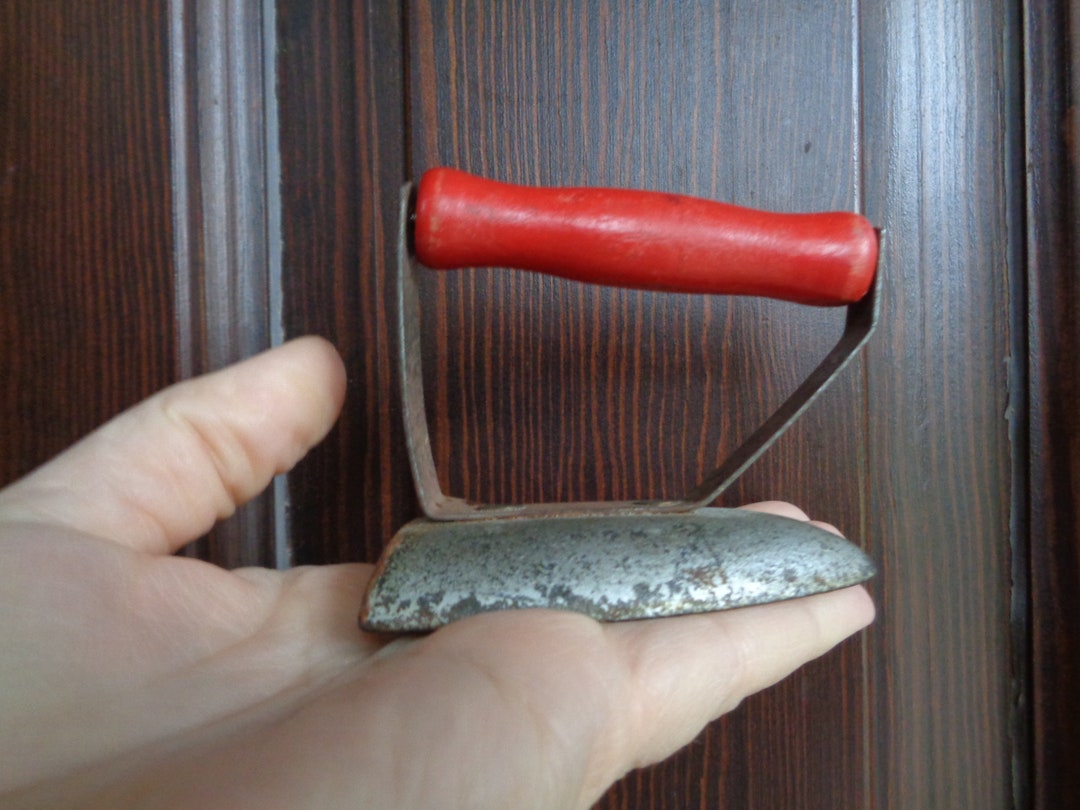 Vintage Mini Iron; Small Metal Iron, Rare Toy Iron With Red Painted ...