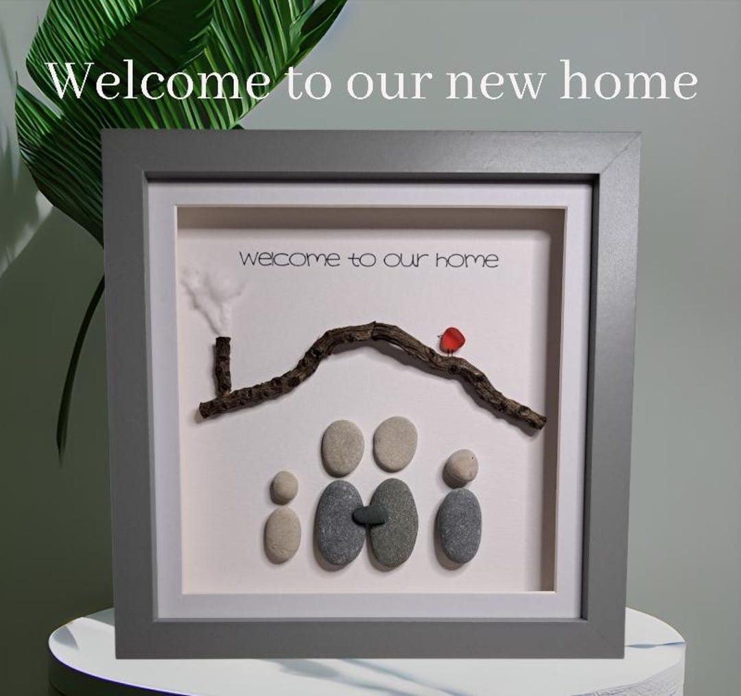 Welcome to Our New Home, Pebble Art Framed Picture Wall Art Family Gift ...