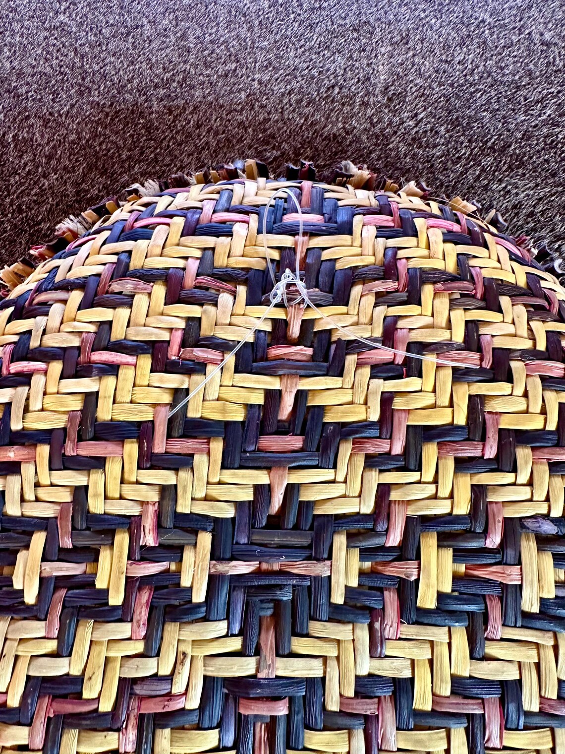 Native American Hopi Tribal Sifter Basket, Handwoven Yucca, Black, Red ...