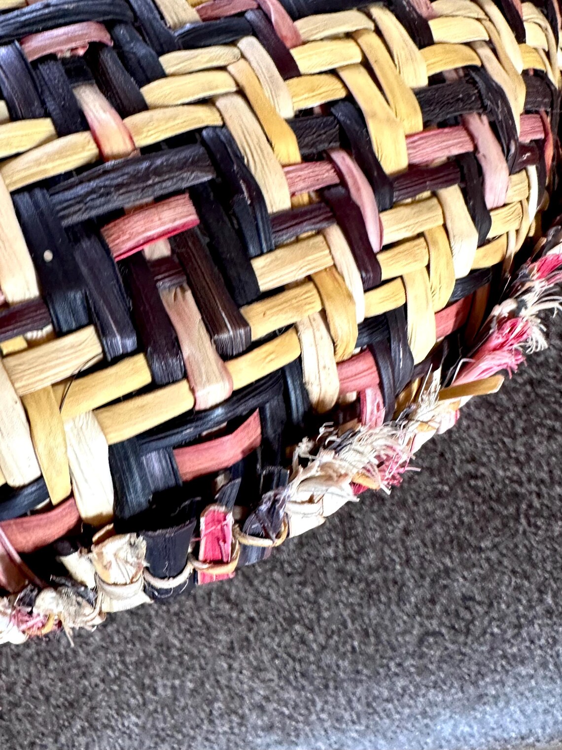 Native American Hopi Tribal Sifter Basket, Handwoven Yucca, Black, Red ...