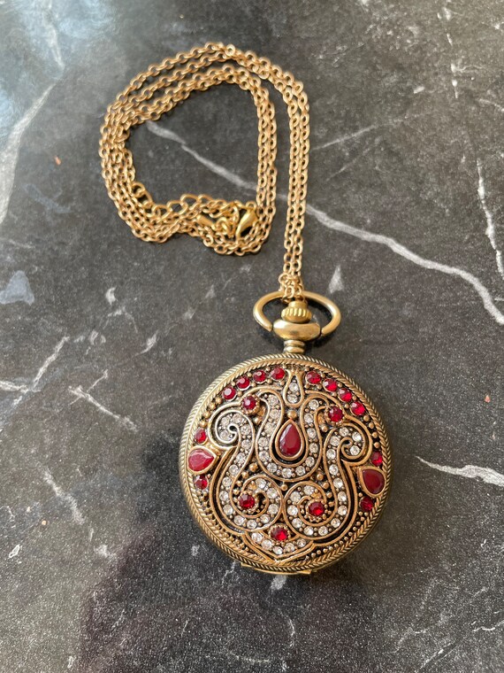 Pocket Watch with cover and chain,Birthday gift,Vinta… - Gem