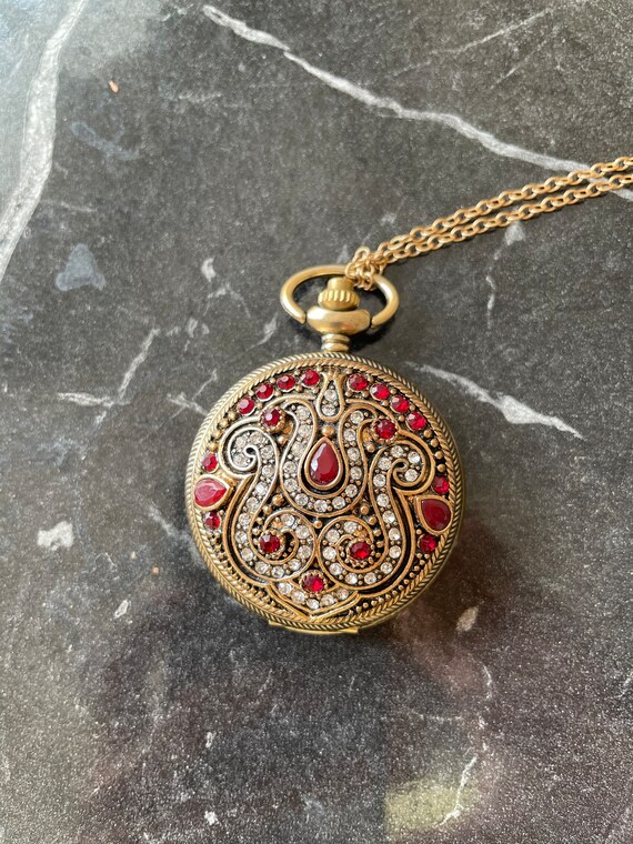 Pocket Watch with cover and chain,Birthday gift,Vinta… - Gem