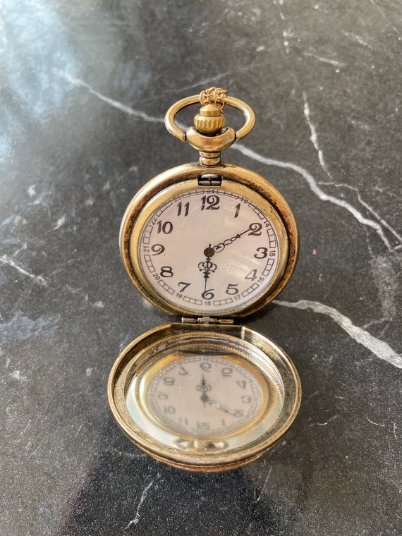 Pocket Watch with cover and chain,Birthday gift,Vinta… - Gem